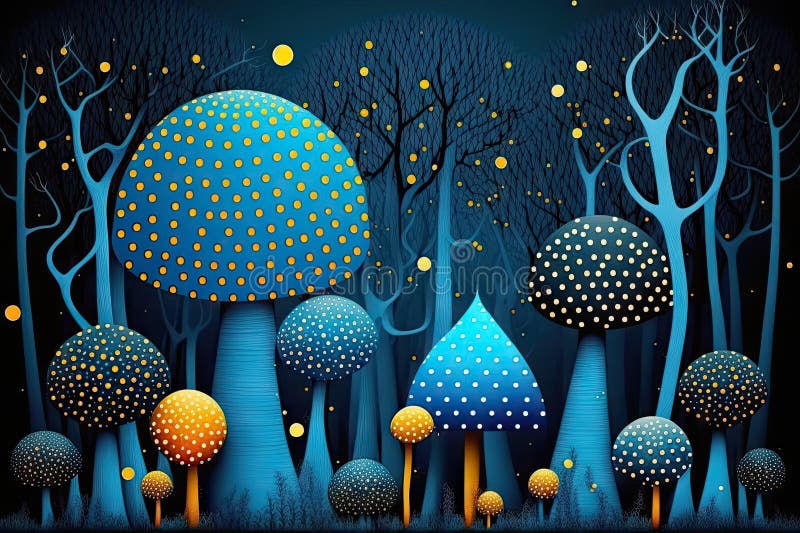 Abstract Art of Exploring a Fanciful Surreal Forest Landscape. Stock ...