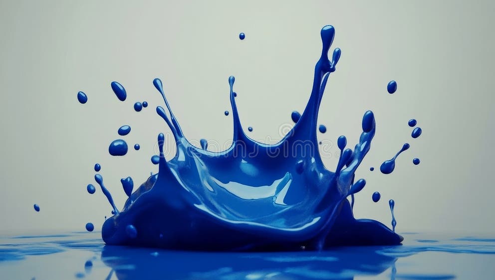 Abstract Art is Expressed through a Dynamic and Colorful Blue Paint ...