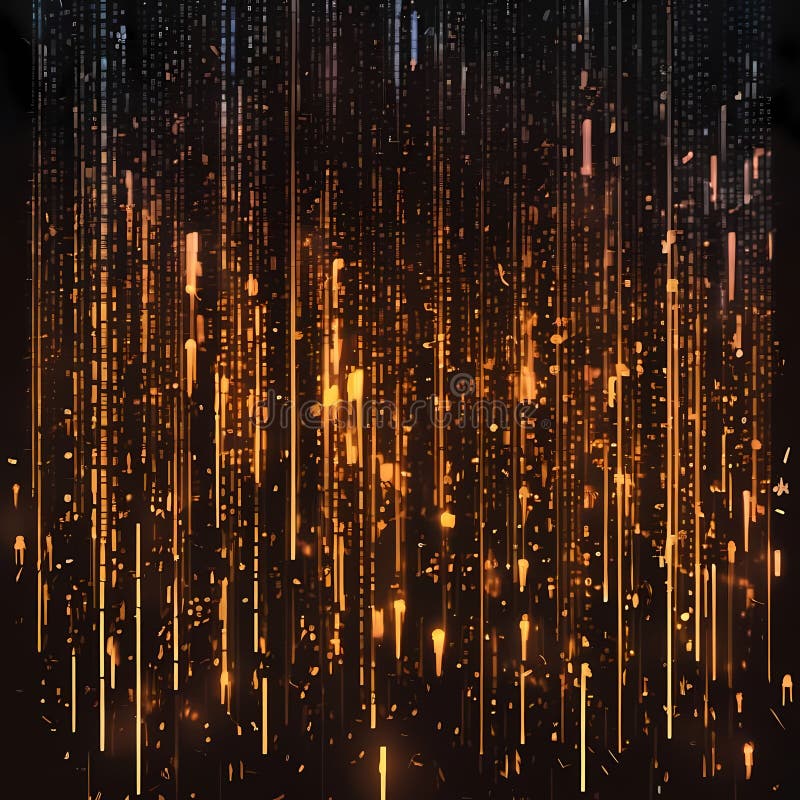 Abstract Art of Falling Golden Lines, Creating a Dynamic and Energetic ...