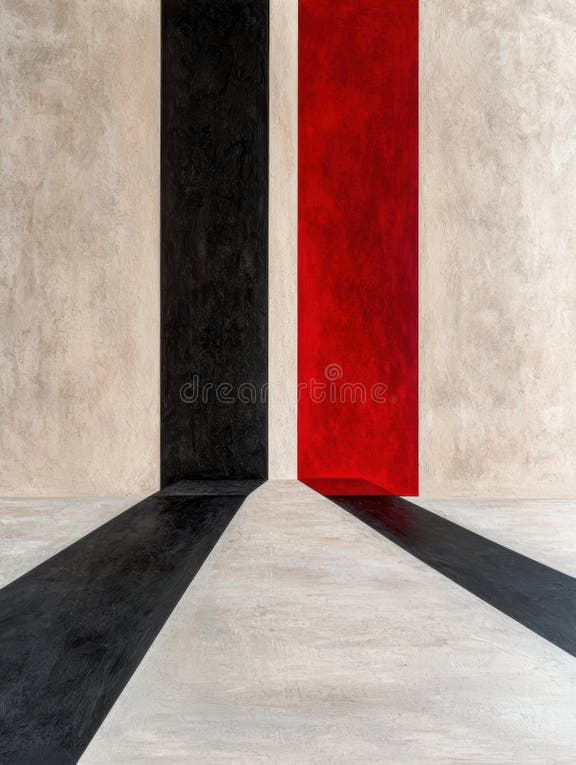 Abstract Art Featuring Black and Red Vertical Stripes. Stock ...