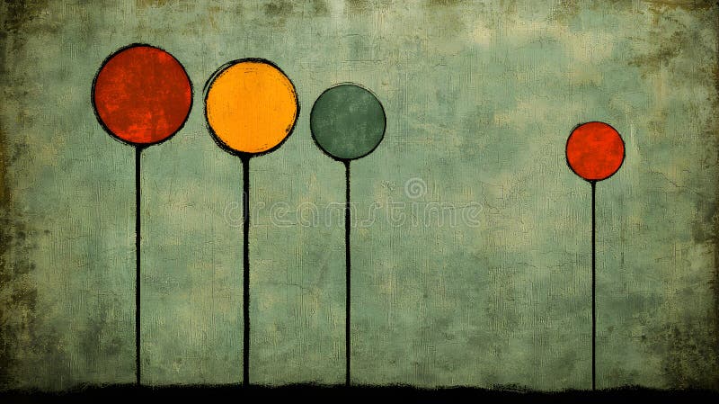 Abstract Art Featuring Colorful Circles on Poles Stock Photo - Image of ...