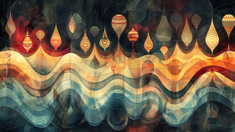 Abstract Art Featuring Colorful Shapes and Waves, Creating a Dynamic ...