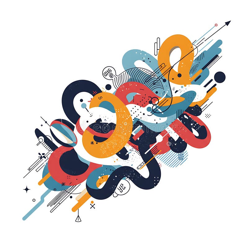 Abstract Art Featuring a Dynamic Composition of Curved and Overlapping ...