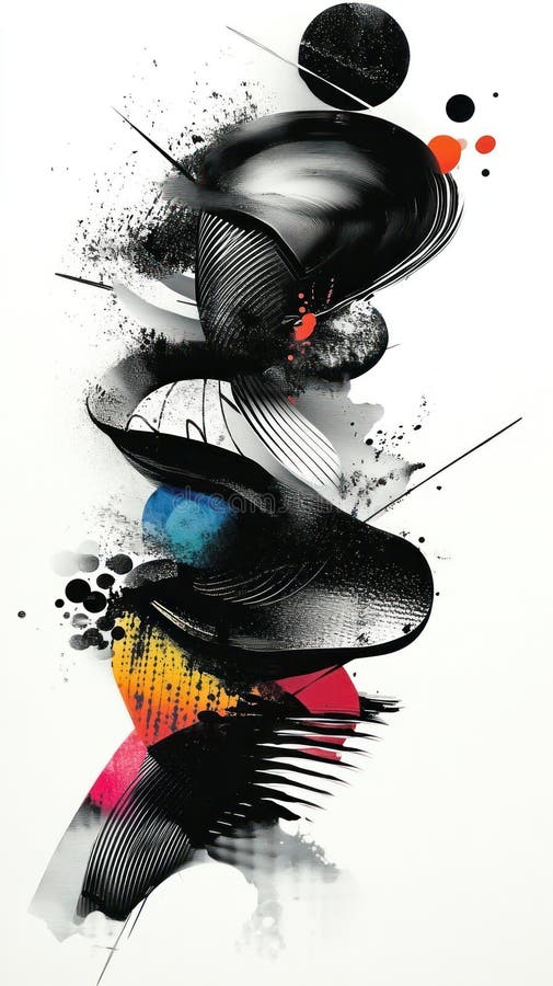 Abstract Art Featuring Dynamic Shapes, Colors, and Textures, Evoking ...