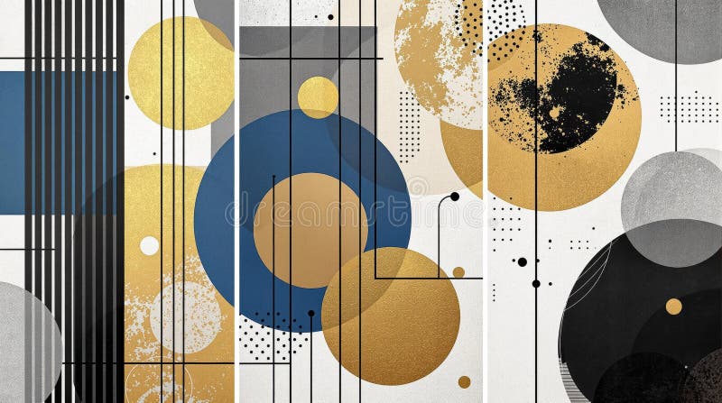 Abstract Art Featuring Geometric Shapes and Patterns Stock Illustration ...