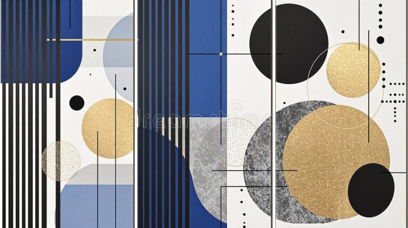 Abstract Art Featuring Geometric Shapes and Patterns Stock Illustration ...