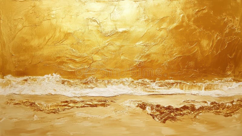 Abstract Art Featuring a Golden Landscape with Textured Waves Stock ...