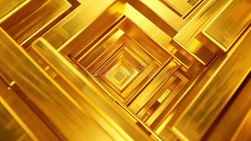Abstract Art Featuring Layered Golden Squares, Creating a Sense of ...