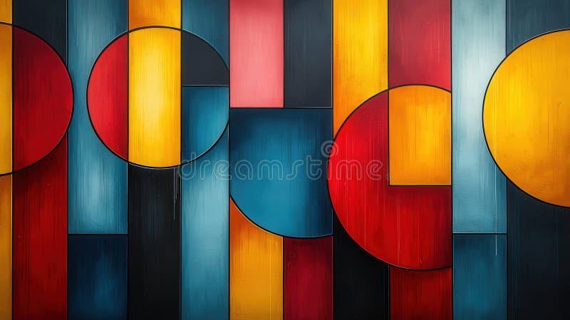 Abstract Geometric Design with Vibrant Circles and Rectangles Stock ...