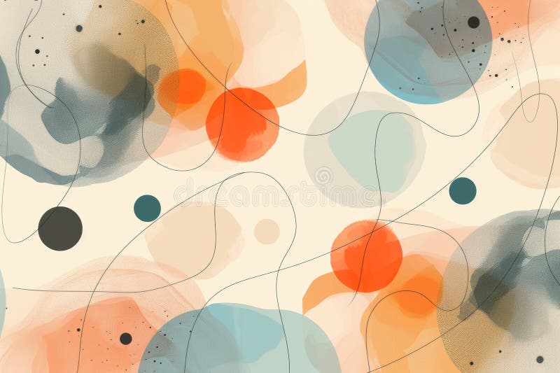 Abstract Shapes in Soft Pastel Colors with Simple Lines and Dots ...