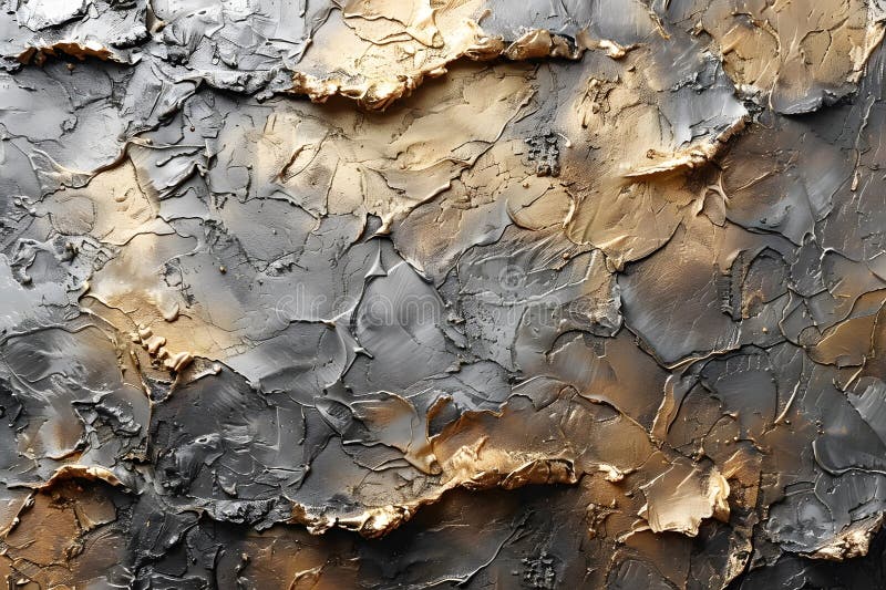 Abstract Textured Metallic Art with Gold and Silver Tones for Modern ...