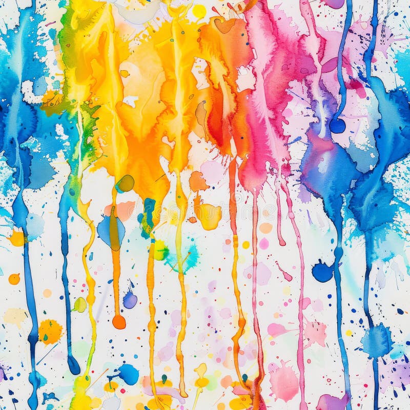 Abstract Art Featuring Vibrant Colors and Textured Drips on a Crisp ...