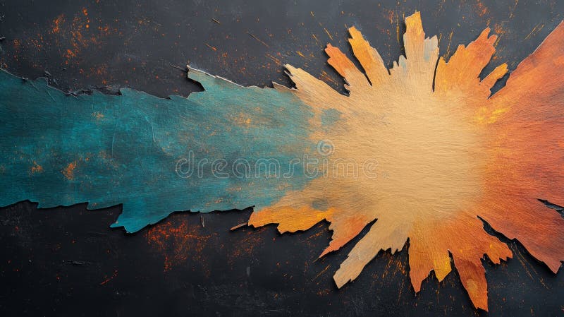 Abstract Art Featuring a Vibrant Orange and Blue Explosion on a Dark ...