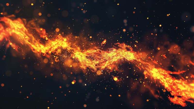 Abstract Art of Fiery Chain Made of Glowing Cubes on a Dark Background ...