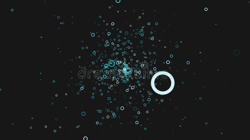 Abstract Art Floating White Dots on Black Background with Blue Center ...
