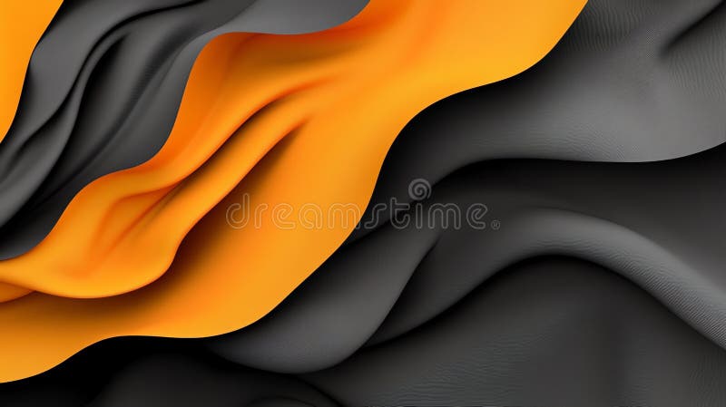 Abstract Art Flowing Dark Grey and Vibrant Orange Fabric Texture Elegant and Luxurious ...