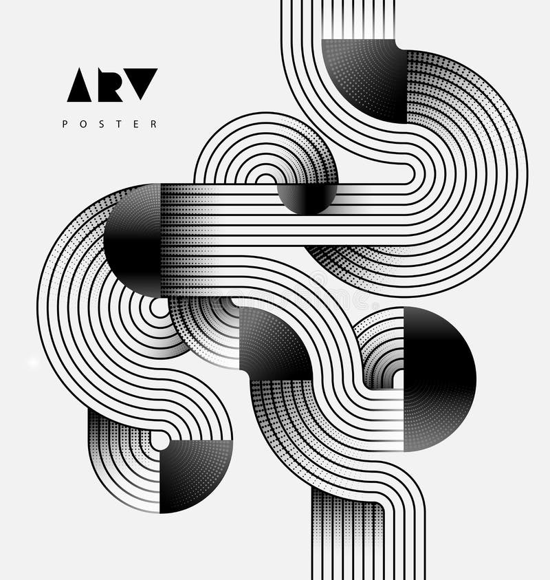 Creative Linear Green Leaves Shape Seamless Pattern. Abstract Line Art ...