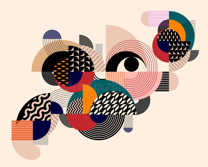 Abstract Art Geometric Poster. Colored Patterned Flat Shapes Stock ...