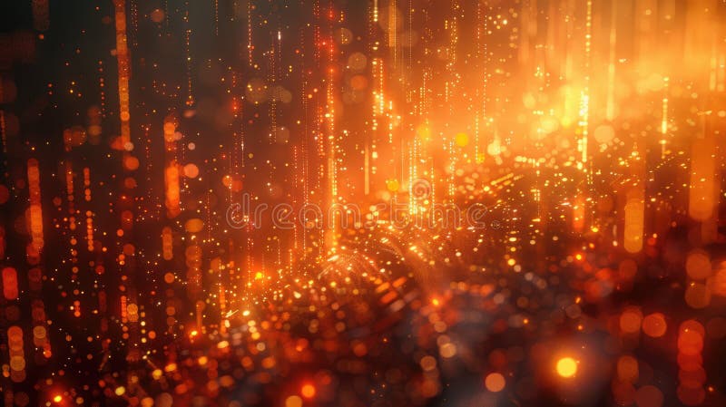 Abstract Art with Glowing Orange and Blue Dots in a Dynamic Pattern ...