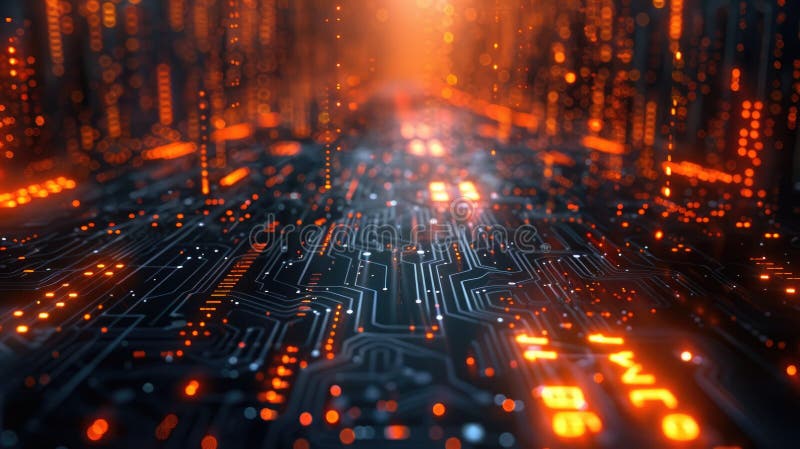 Abstract Art with Glowing Orange and Blue Dots in a Dynamic Pattern ...