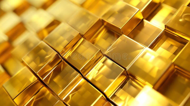 Abstract Art with Golden Blocks Creating a 3D Effect, Emphasizing ...