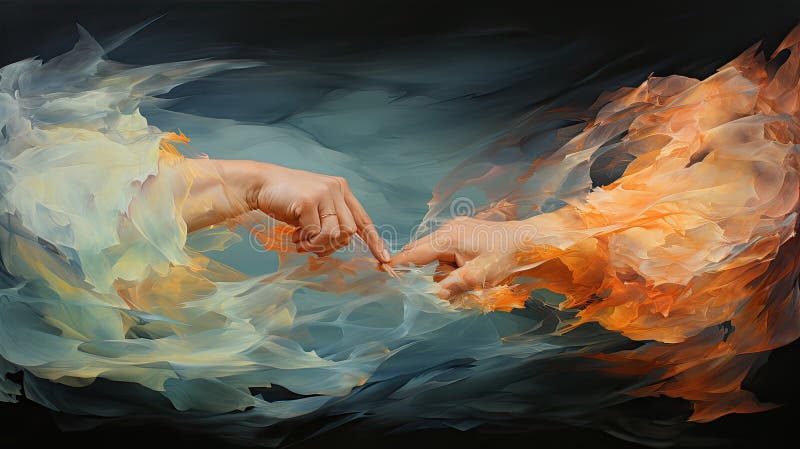 Abstract Art of Hands Touching. Stock Illustration - Illustration of ...