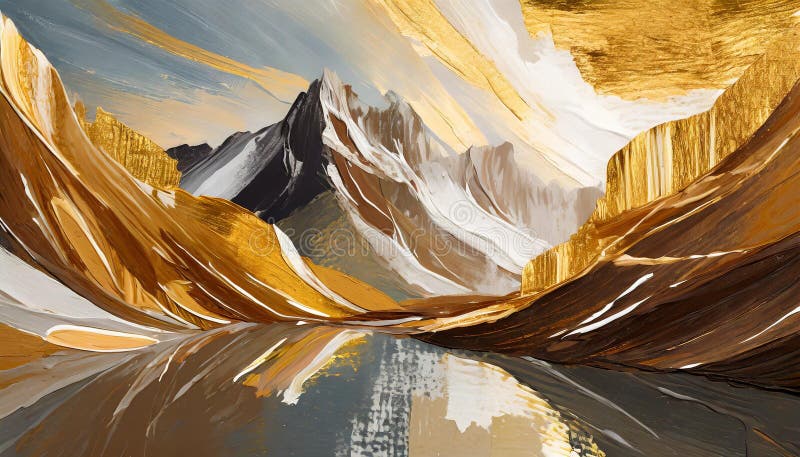 Abstract Art Illustration in Vector Form. Golden Look. Manually Drawn ...