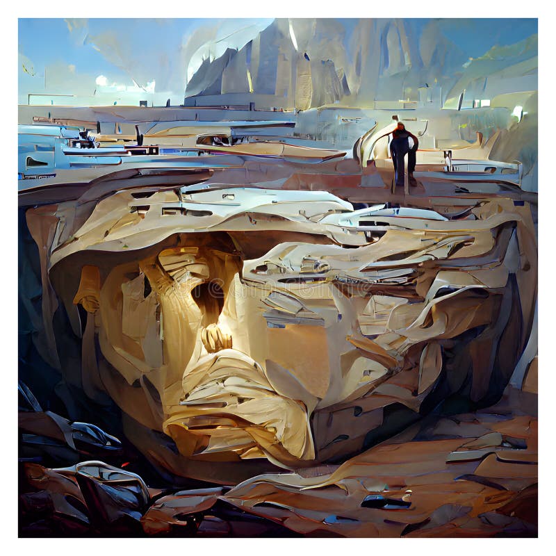 Abstract Art - Infinite Giant Cave in a Distant Stock Illustration ...