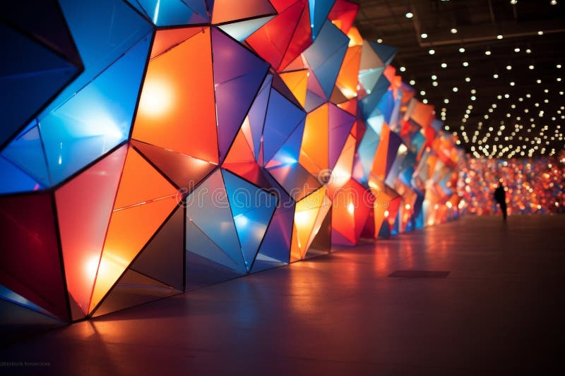 Abstract Art Installation Featuring Dynamic Geometric Patterns and ...