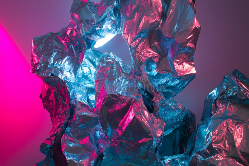 An Abstract Art Installation Made of Crumpled and Folded Aluminum Foil ...