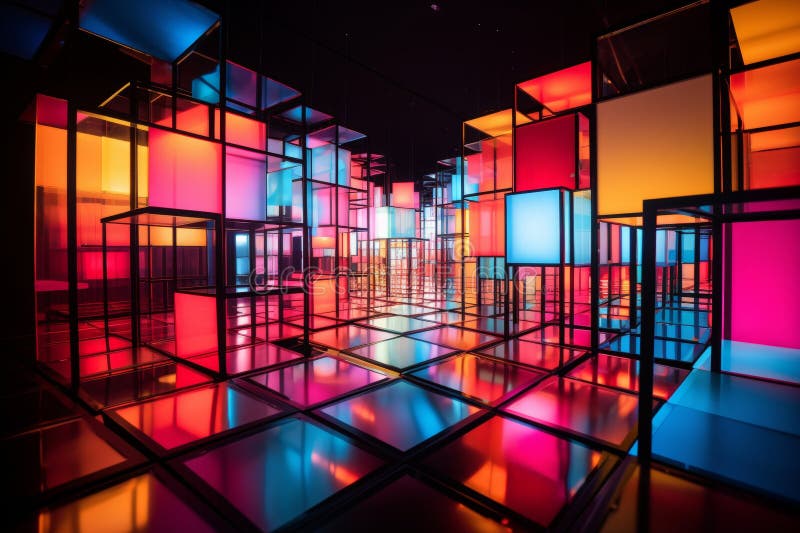 Abstract Art Installation Showcasing Geometric Patterns and Vibrant ...