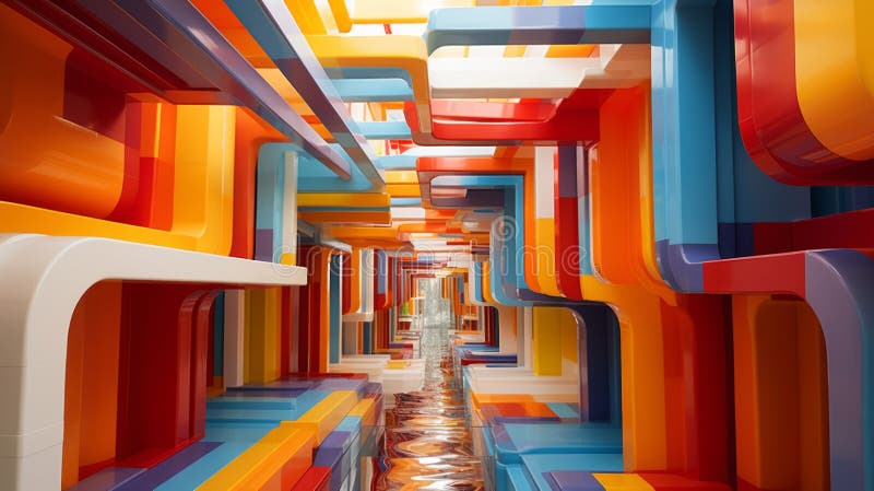 Abstract Art Installation with Unique Perspectives Stock Illustration ...