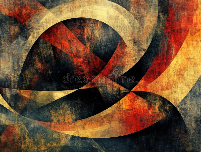 Abstract Art with Intertwined Curved Shapes in Earthy Tones Stock ...