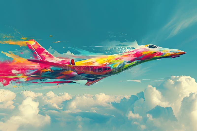 Abstract Art Jet in Sky. Created with Generative AI Stock Illustration ...