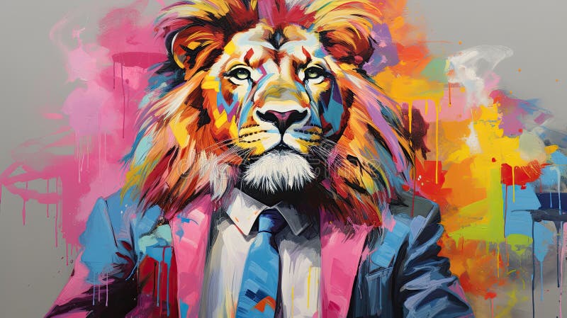 Abstract Art Leon Looking Like a Businessman. Stock Illustration ...