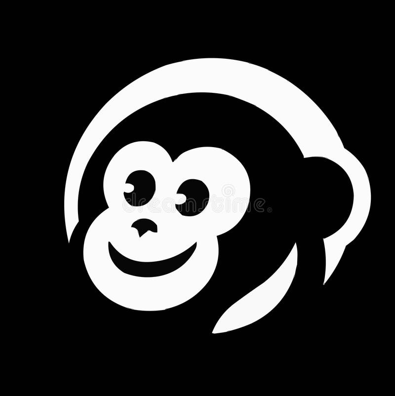 Abstract Art Logo Vector Animal Head Baby Monkey Black and White Stock ...