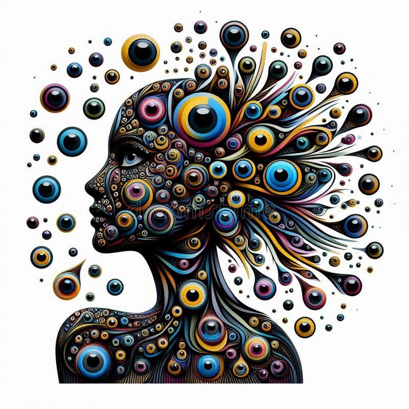 Abstract Art with Man Silhouette and Eyes that Creates a Imaginative ...