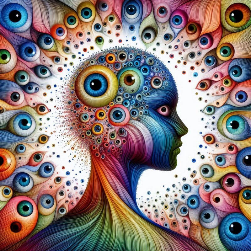 Abstract Art with Man Silhouette and Eyes that Creates a Imaginative ...