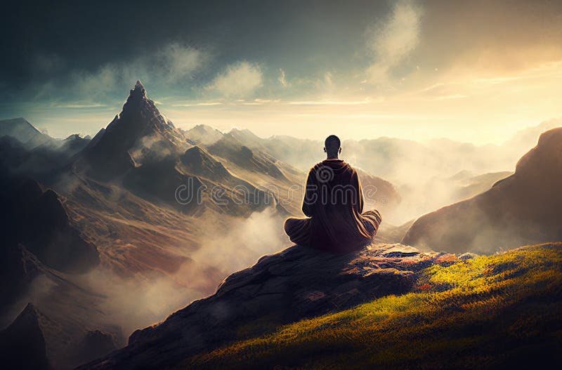 Abstract Art of Monk Meditation Enlightenment Background, Illustration ... Abstract Art of Monk Meditation Enlightenment Background, Illustration ...