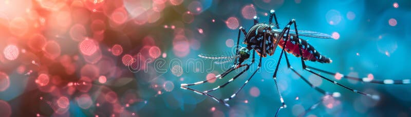 Abstract Art of a Mosquito with Vibrant Blue and Pink Background Stock ...