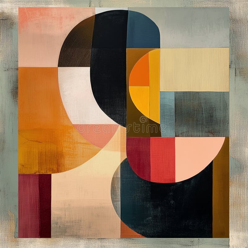 Abstract Art with Multi-colored Geometric Shapes Stock Illustration ...