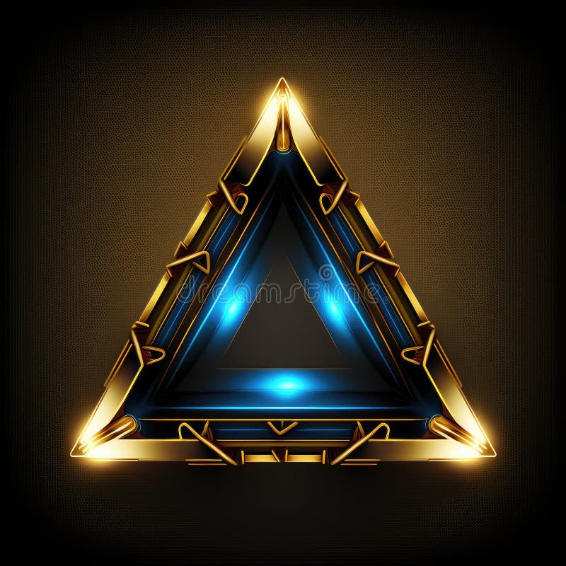 Abstract Art of Multi Layer Glowing Golden and Blue Triangle Frame ...