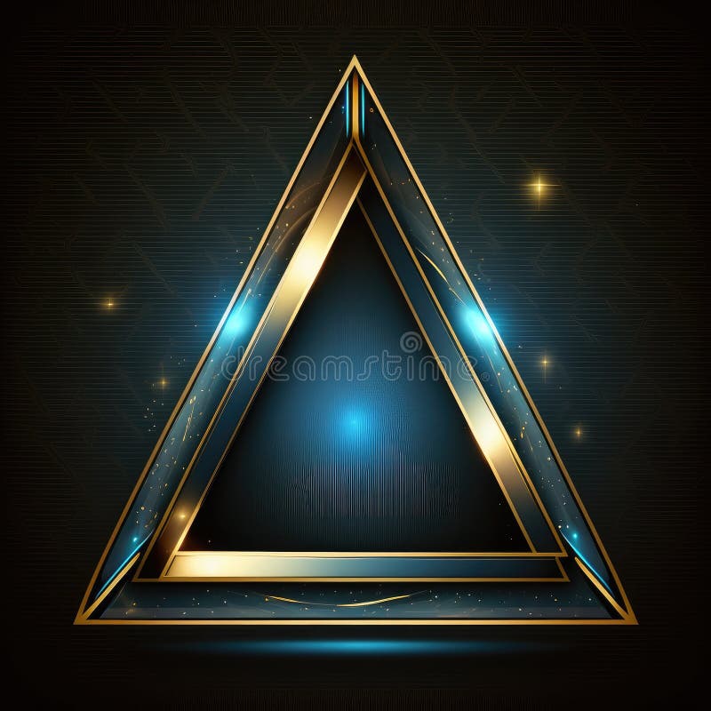Abstract Art of Multi Layer Glowing Golden and Blue Triangle Frame ...