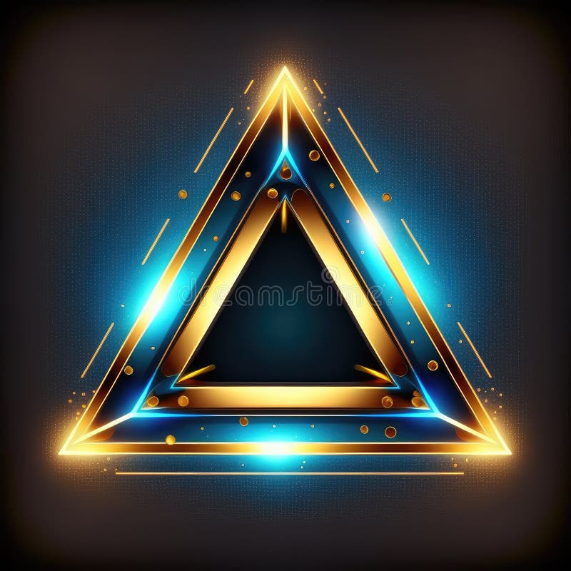 Abstract Art of Multi Layer Glowing Golden and Blue Triangle Frame ...