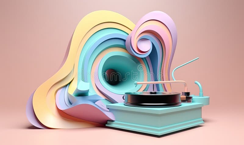 Abstract Art Multicolored Retro Turntable on Vibrant Backdrop Creating ...