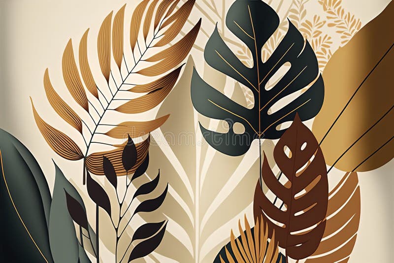 Abstract Art Nature Background. Botanical Pattern, Tropical Leaves ...