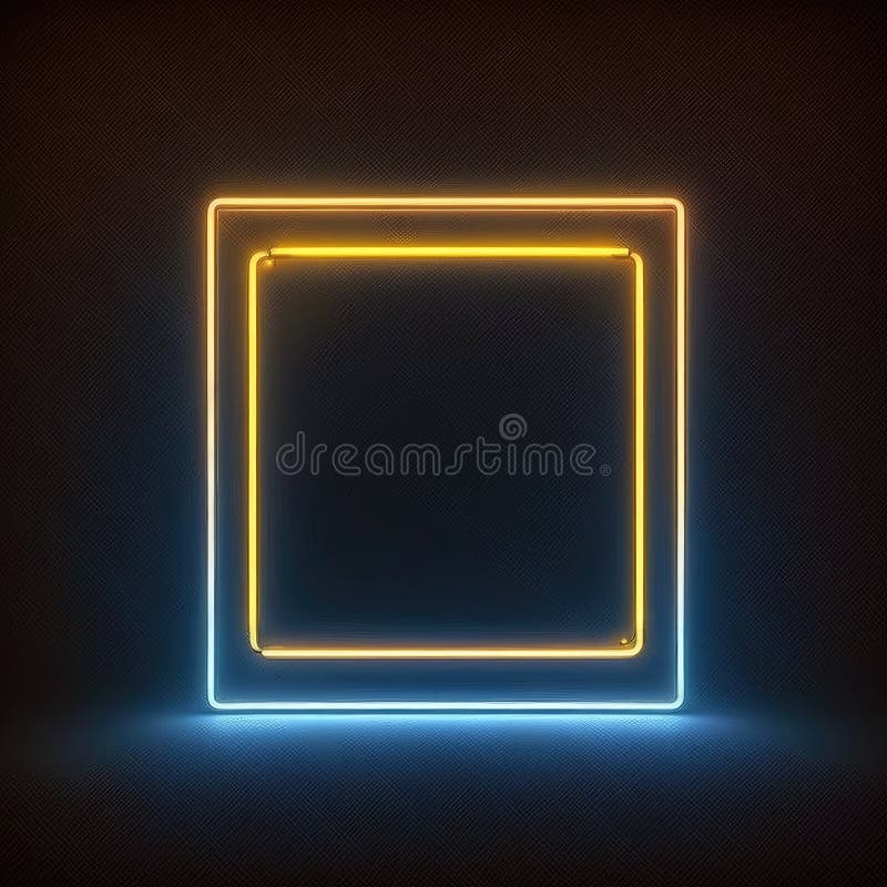 Abstract Art in Neon Spotlight in Square Frame Isolated on Black ...