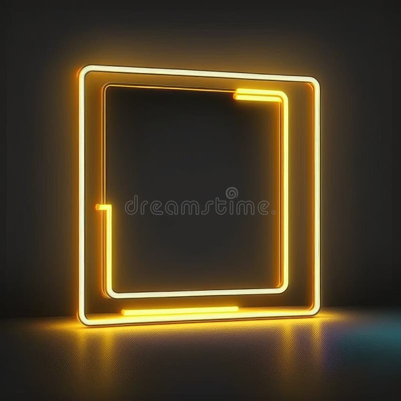 Abstract Art in Neon Spotlight in Square Frame Isolated on Black ...