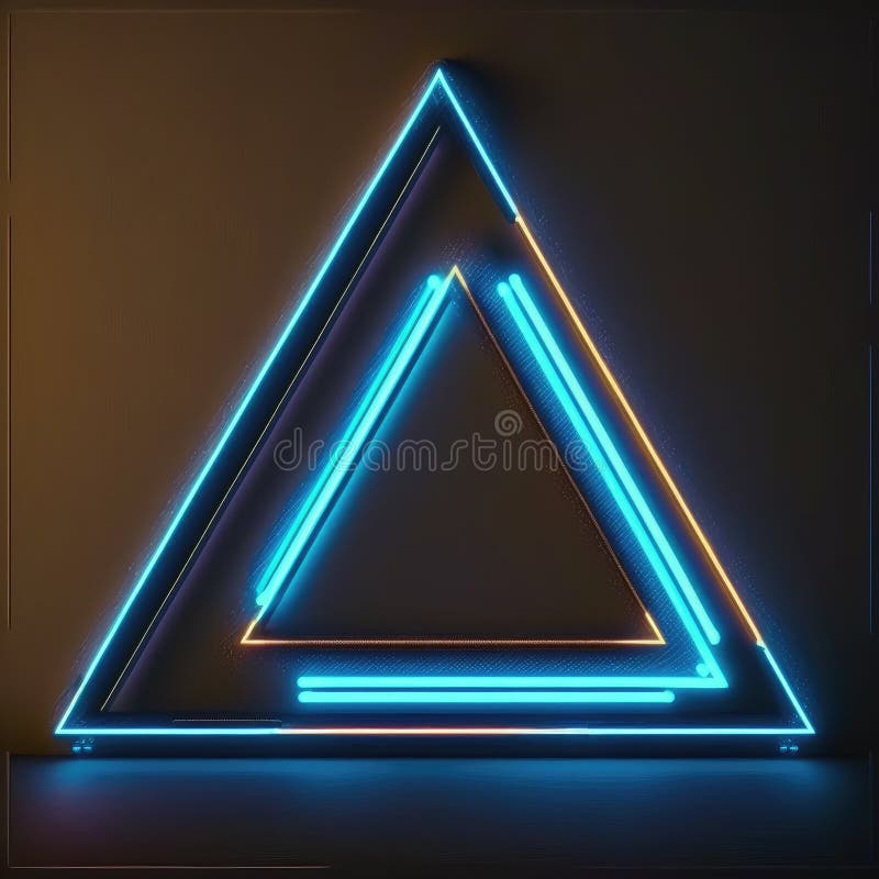 Abstract Art in Neon Spotlight in Triangle Frame Isolated on Black ...