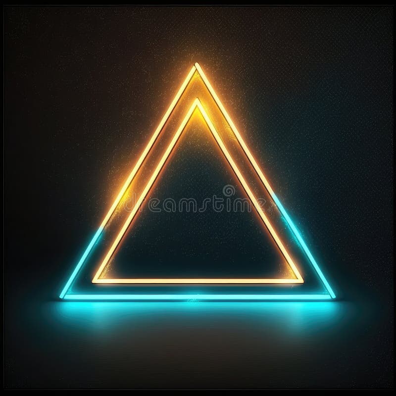 Abstract Art in Neon Spotlight in Triangle Frame Isolated on Black ...